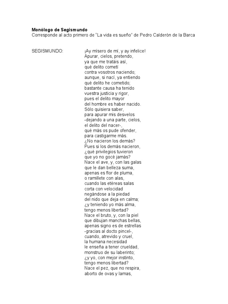 Monólogo de Segismundo | PDF