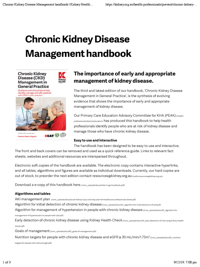 CKD Management Handbook | PDF | Renal Function | Chronic Kidney Disease
