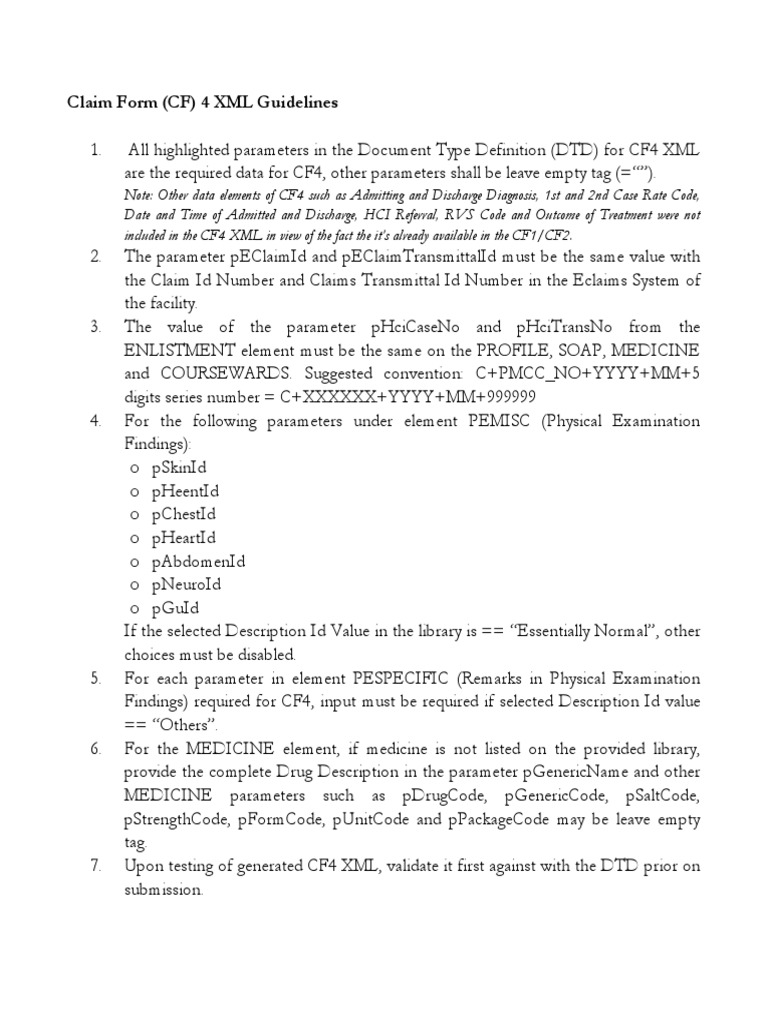 CF4 XML Guidelines | PDF