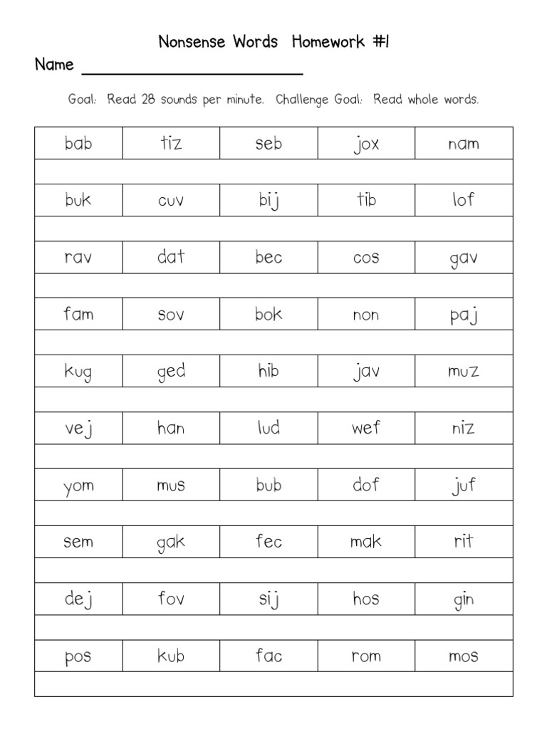 Nonsense Word Practice | PDF
