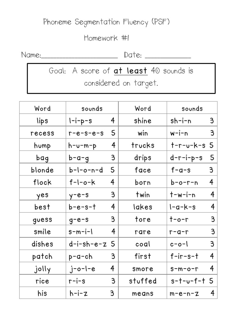 Phoneme Segmentation Practice | PDF
