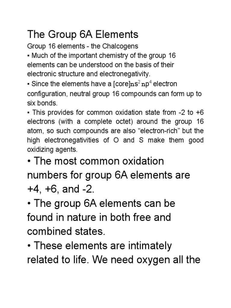 Group 6A | PDF | Selenium | Sulfur