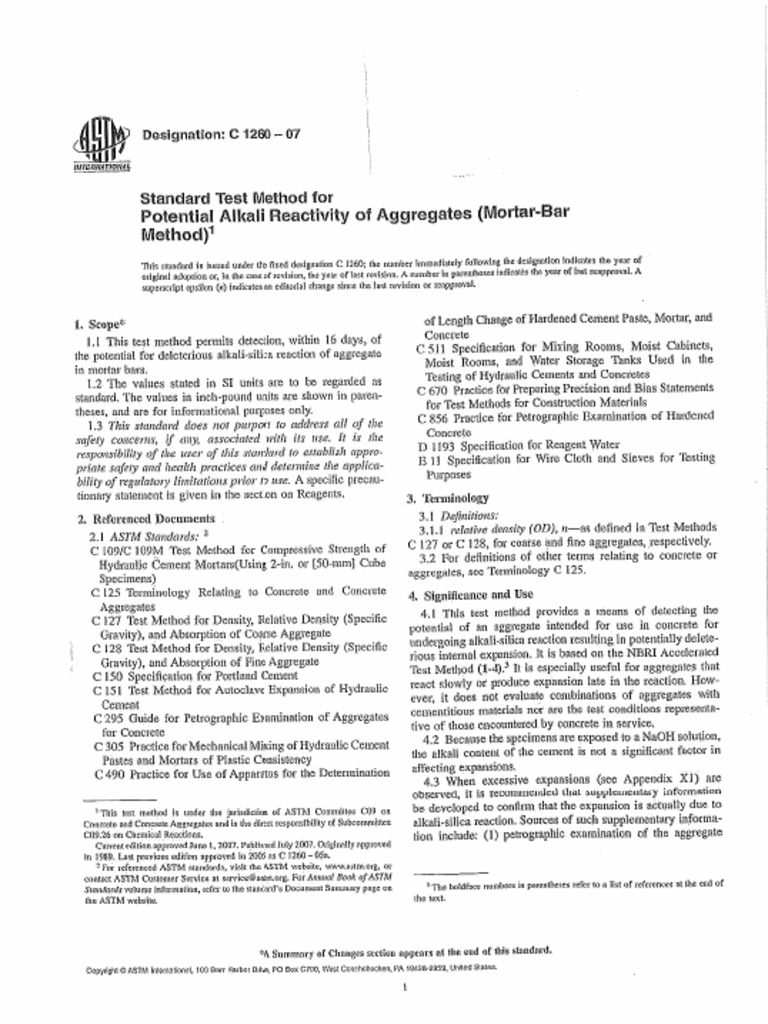 Astm C1260 07 | PDF