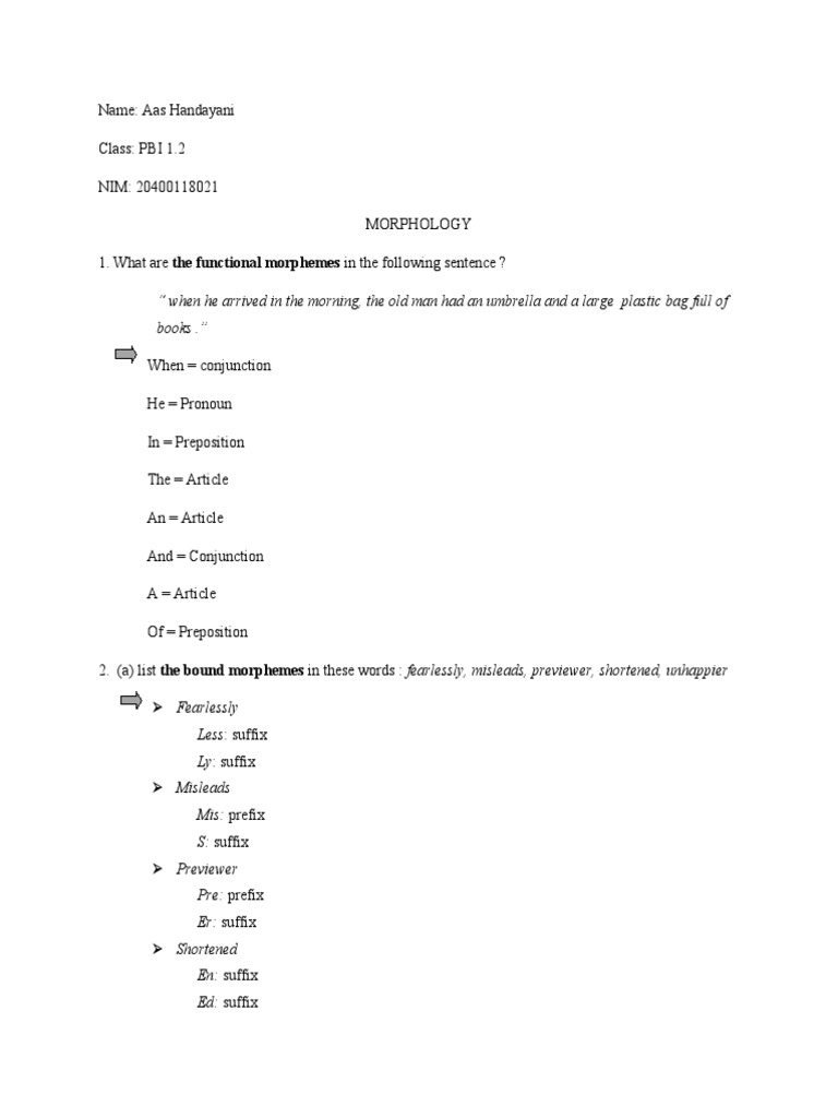 Task 1 Morphology | PDF | Morphology (Linguistics) | Grammatical Tense