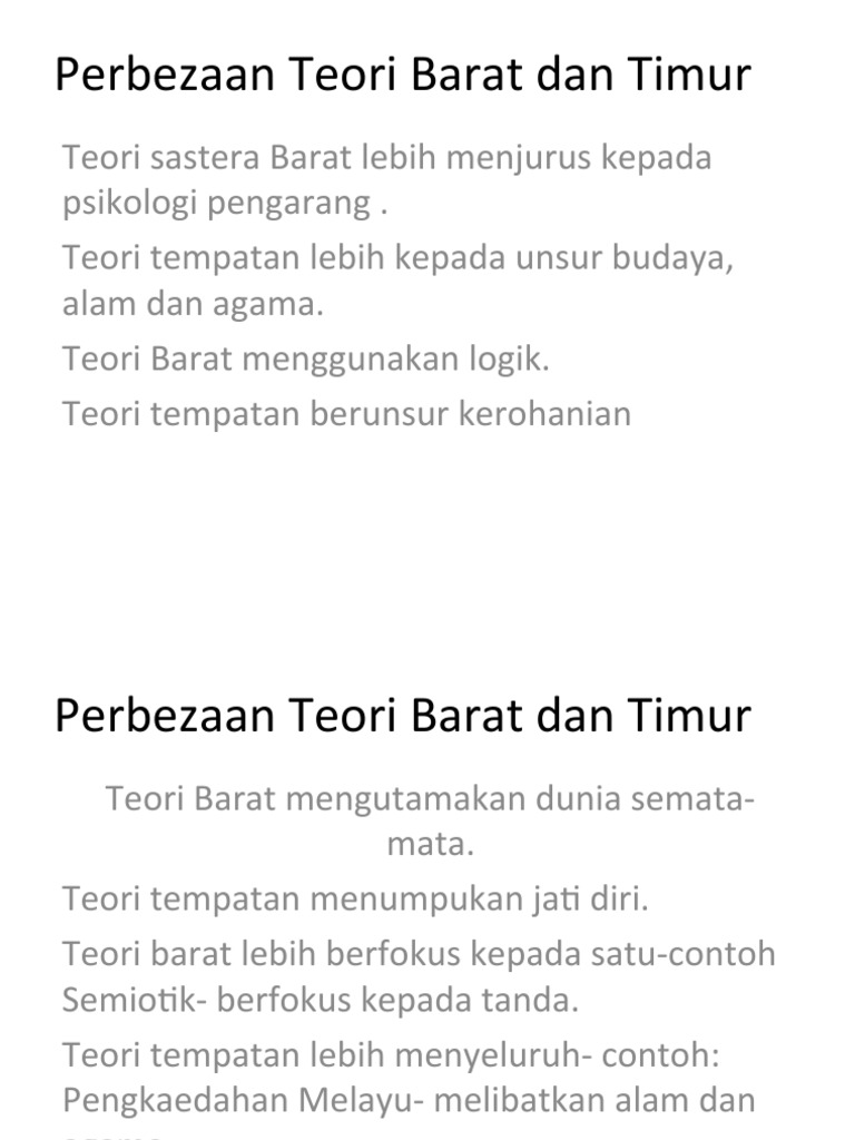 Perbezaan Teori Barat Dan Timur | PDF