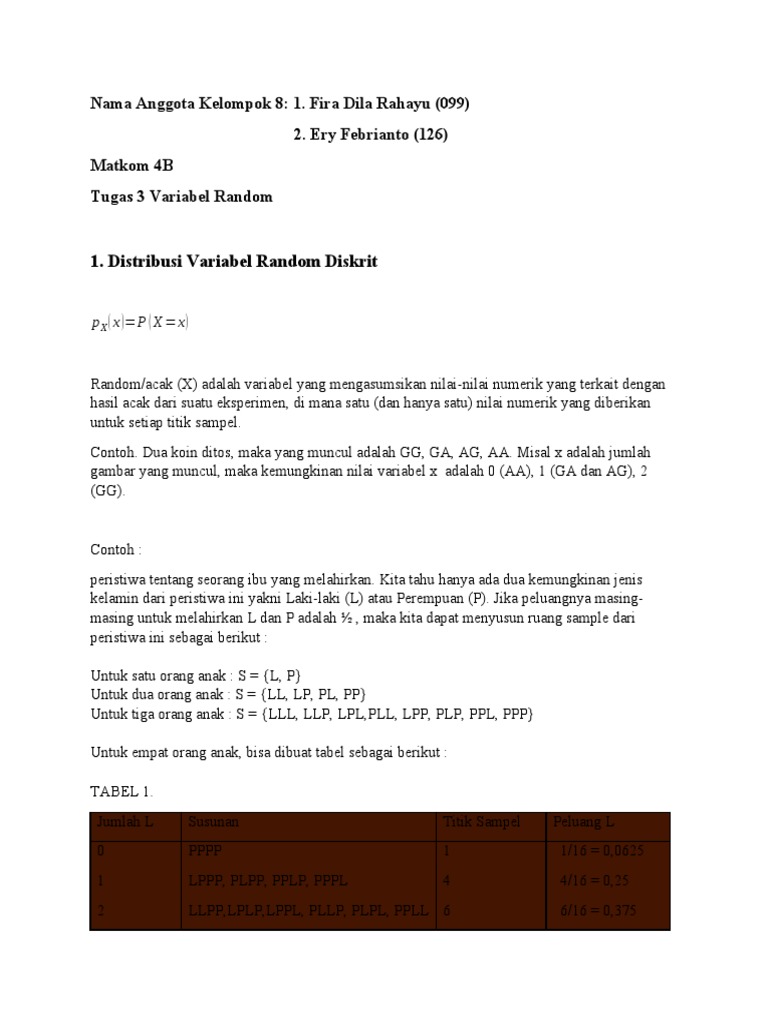 Tugas 3 Variabel Random Kelompok 8 | PDF