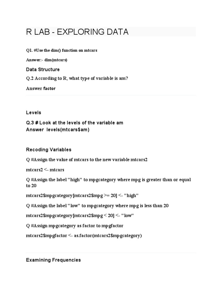 R LAB Exproling Data | PDF | Median | Mean