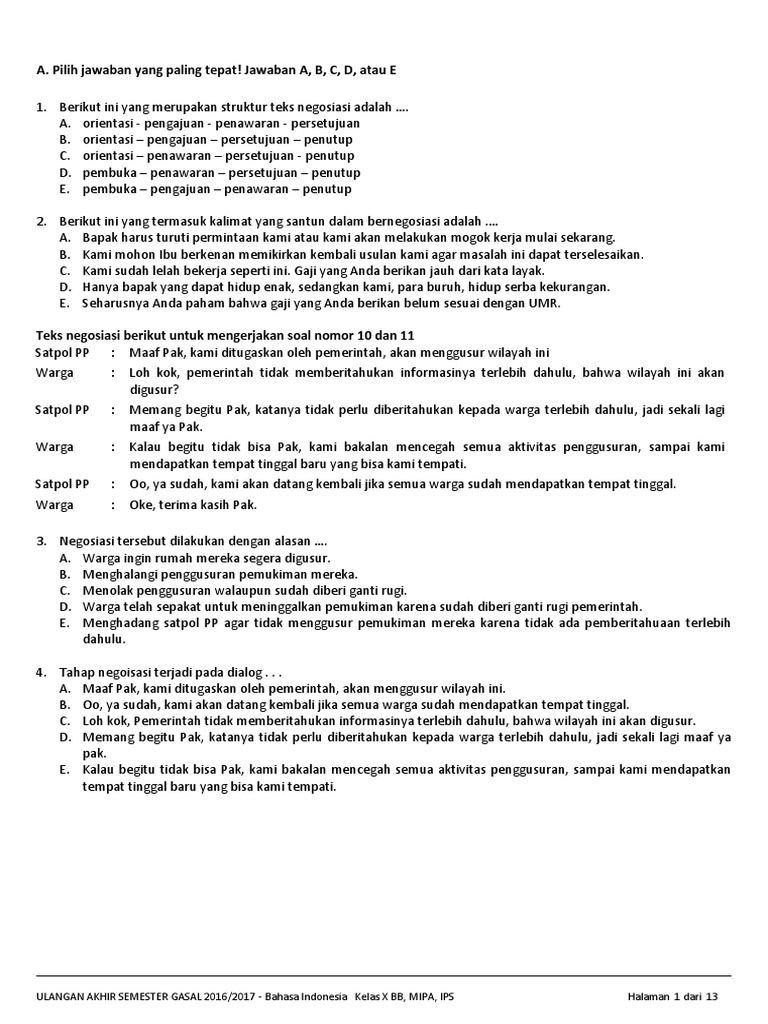 Soal Pat Kelas X 2 PDF | PDF
