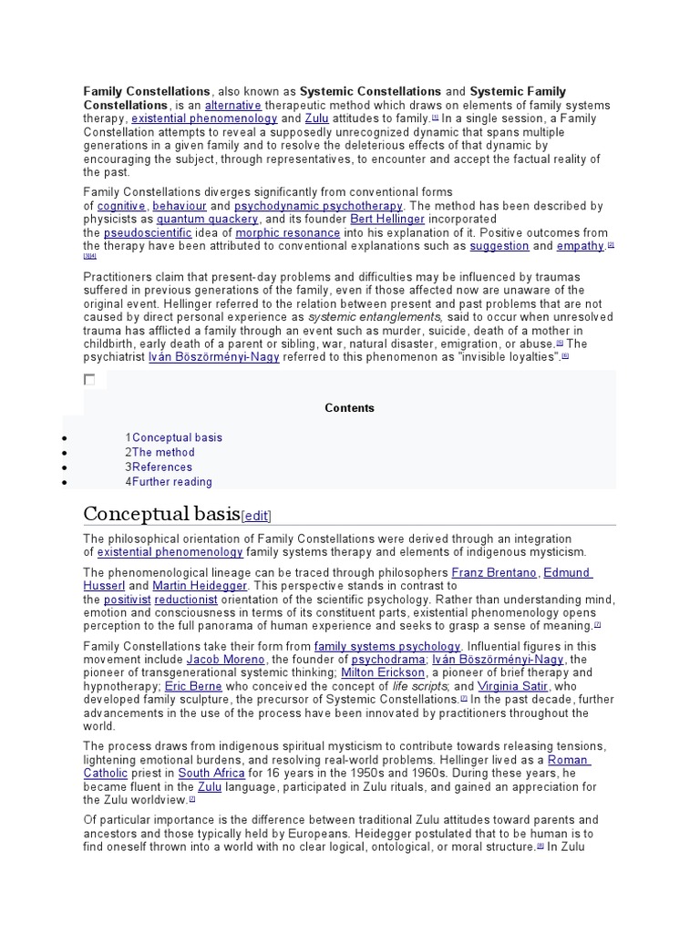 Family Constellations by Hellinger | PDF | Psychology | Psychology