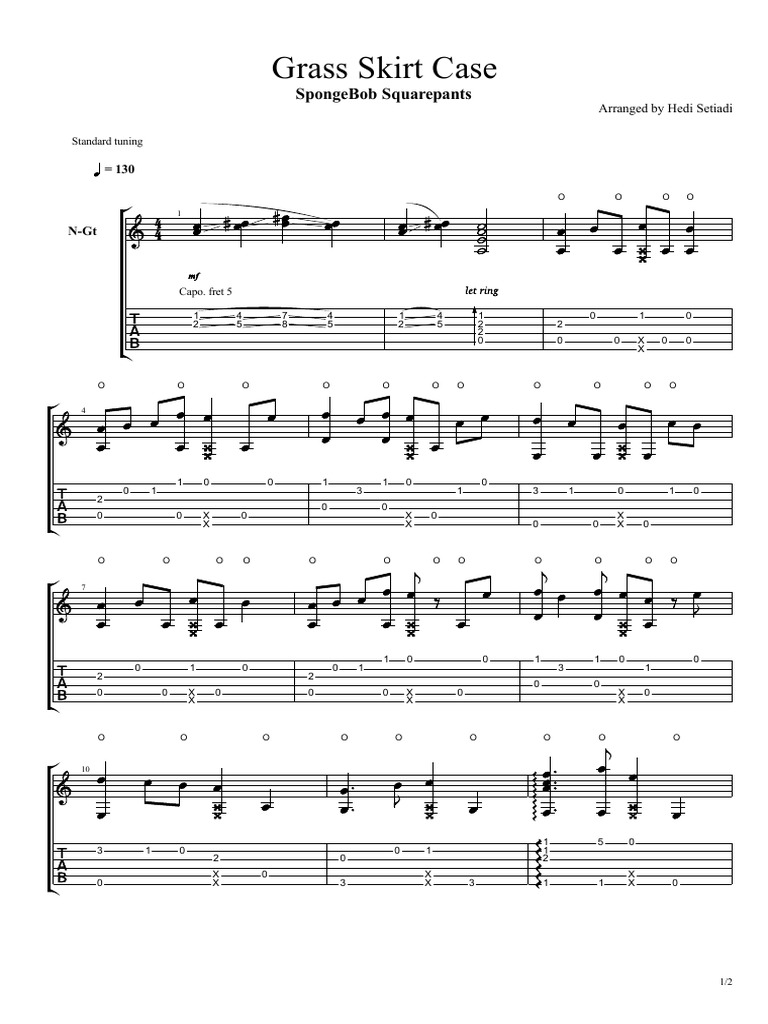 TAB Gitar SpongeBob Squarepants - Grass Skirt Case | PDF | String ...