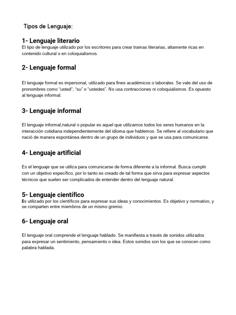 Tipos de Lenguaje! | PDF