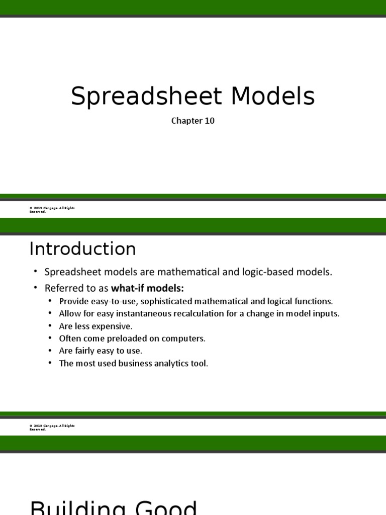 Chapter 10 Spreadsheet Models | PDF | Spreadsheet | Sensitivity Analysis