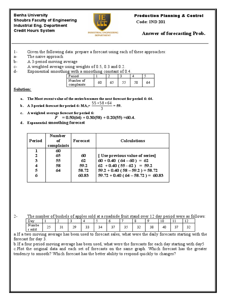 Forecasting Problems Solutions | PDF | Forecasting | Moving Average