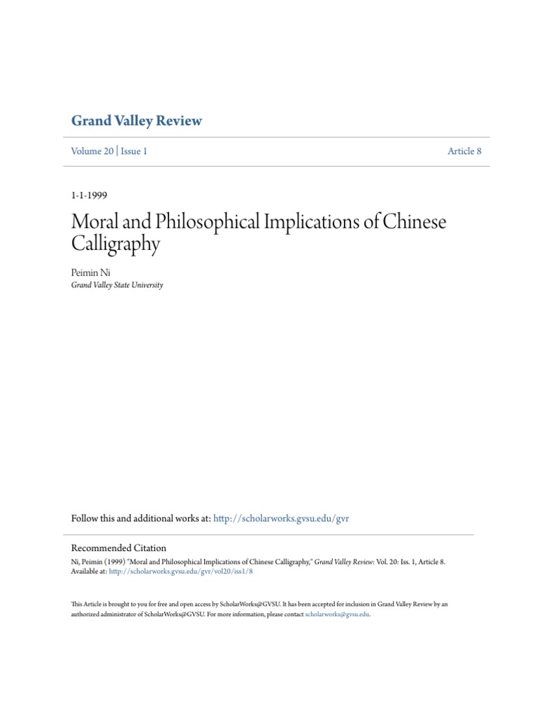Moral and Philosophical Implications of Chinese Calligraphy PDF | PDF ...
