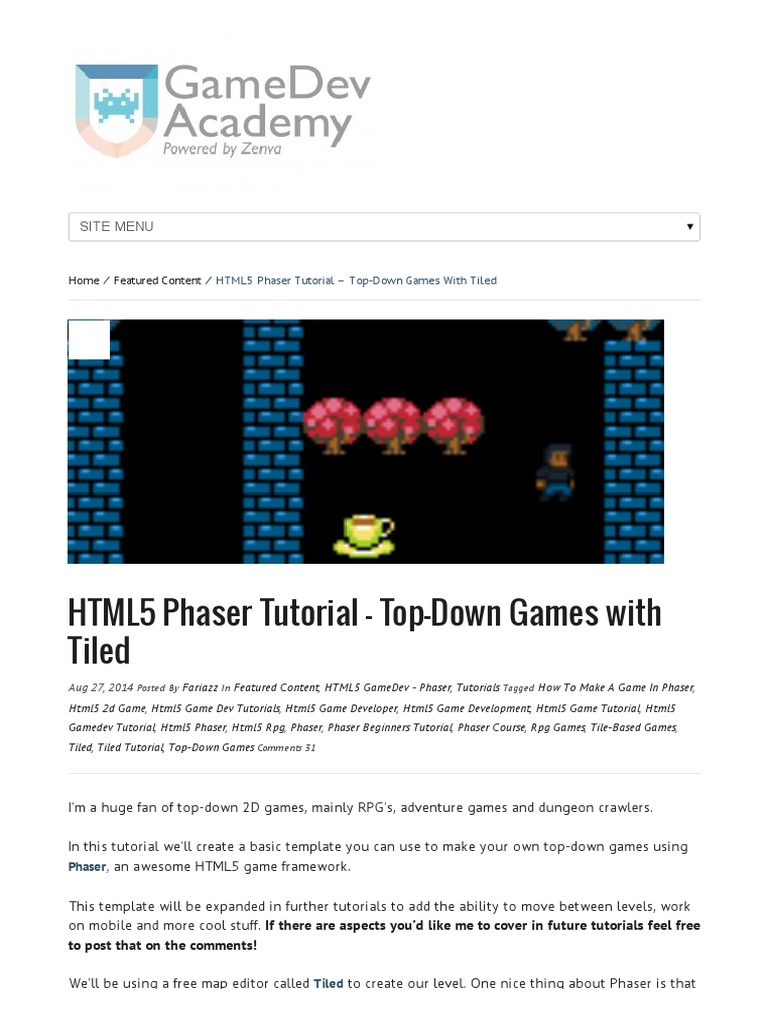 HTML5 Phaser Tutorial - Top-Down Games With Tiled - GameDev Academy PDF | PDF | Json | Web Server