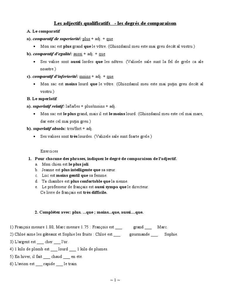 Adjectifs | PDF