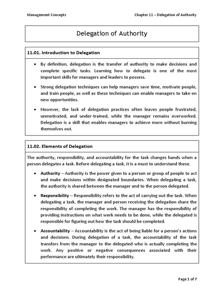 Understanding Delegation of Authority | PDF | Power (Social And ...