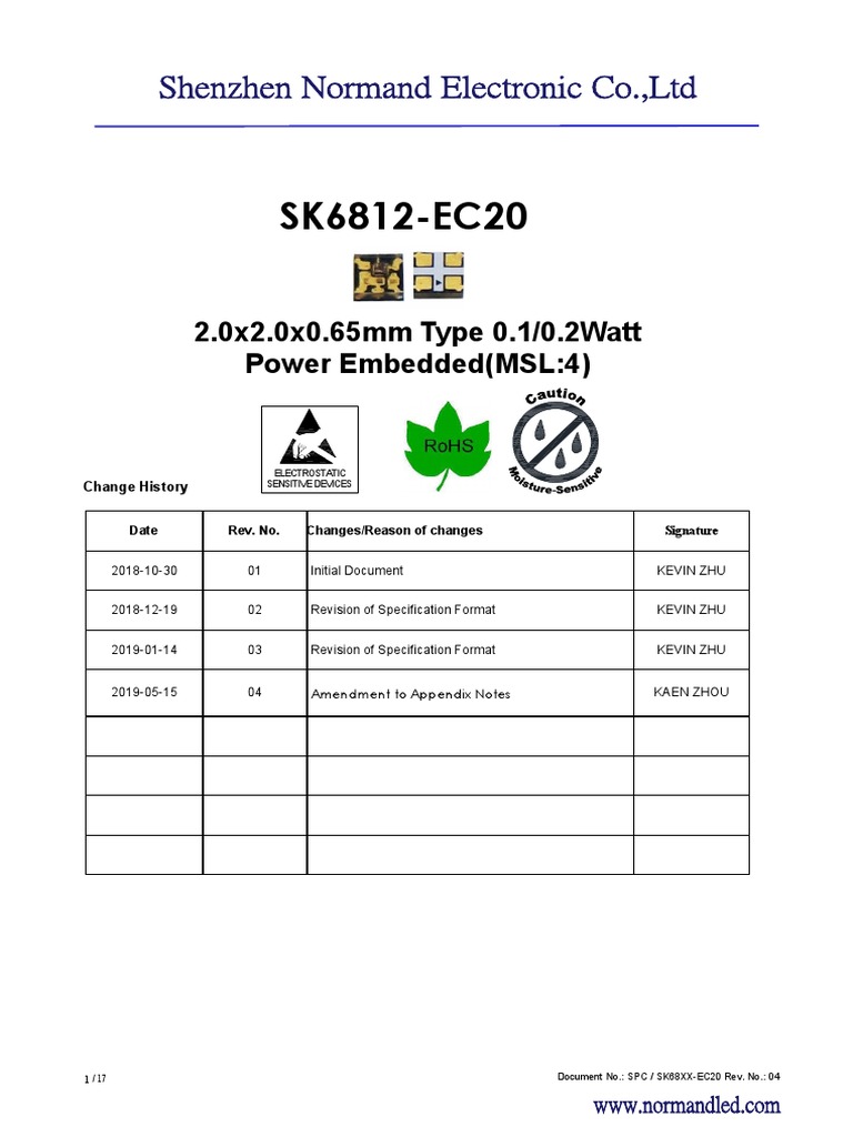 SK6812-EC20 LED Datasheet | PDF
