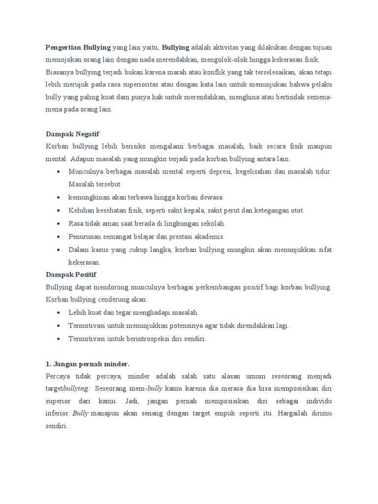 Pengertian Bullying | PDF