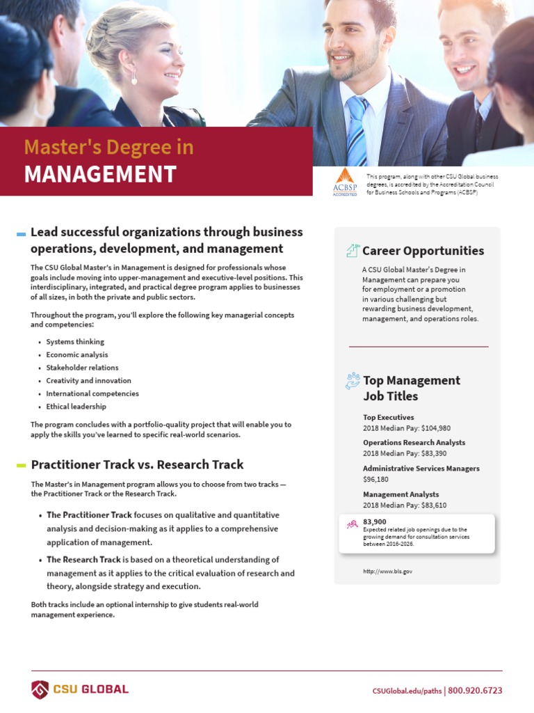 MS Management Program Sheet | PDF | Academic Degree | Master's Degree