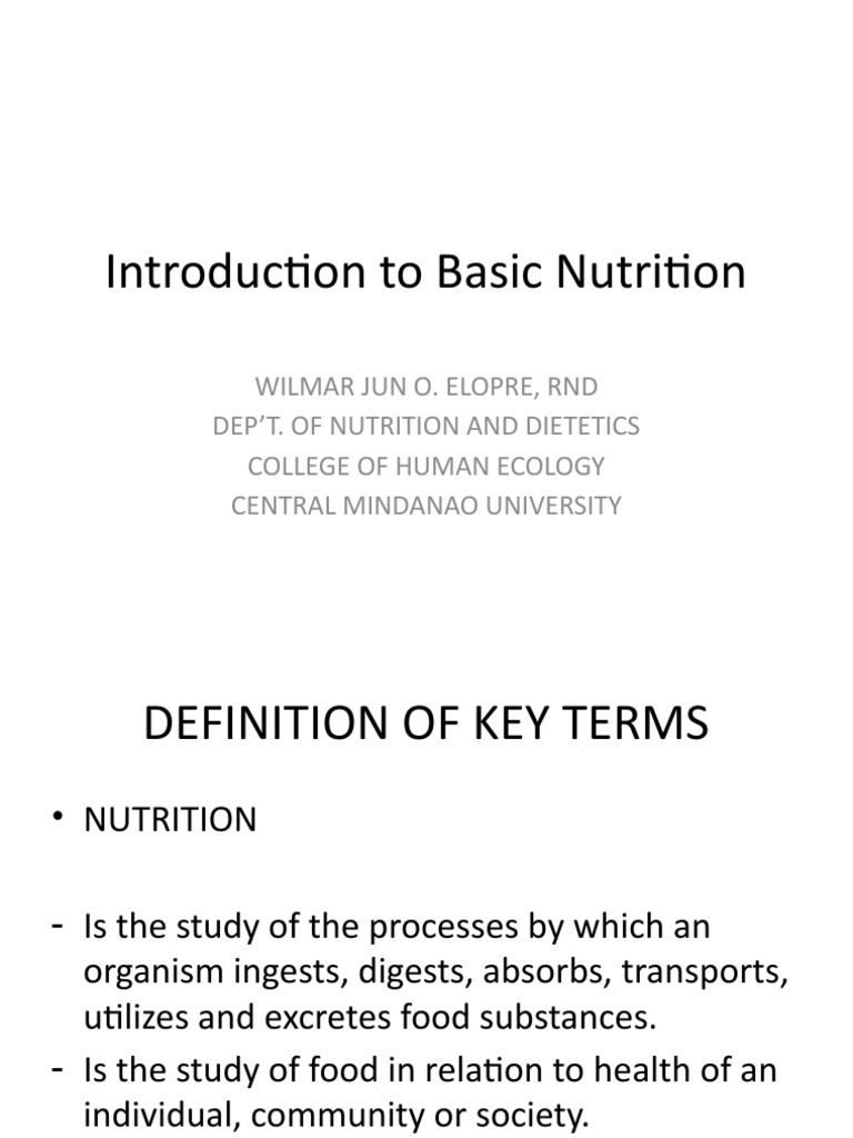 Introduction To Basic Nutrition Nursing | PDF | Nutrition | Diet & Nutrition