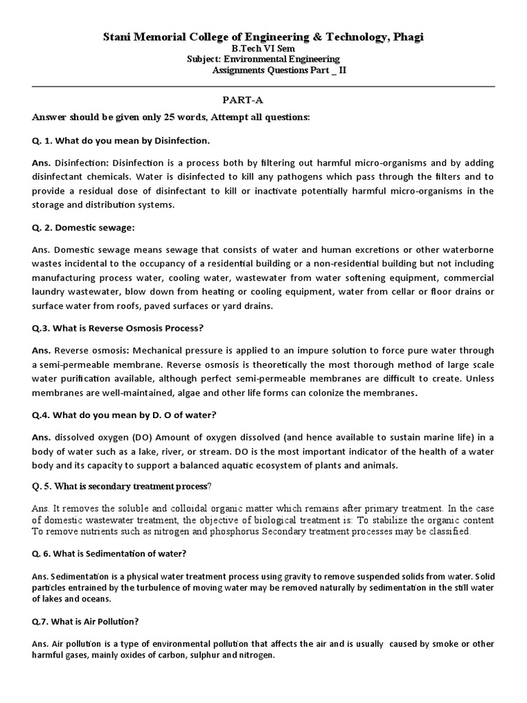 Assignment Solution | PDF | Sewage Treatment | Water