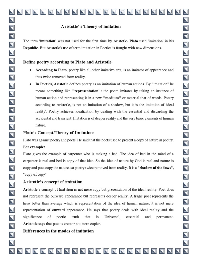 Imitation | PDF | Poetry | Aristotle