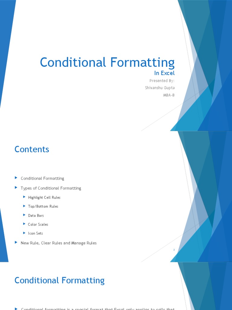 Conditional Formatting | PDF | Microsoft Excel | Percentage