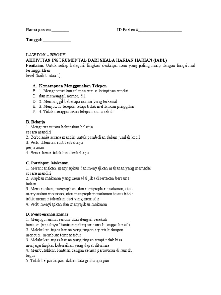 Instrumen Lawton IADL | PDF