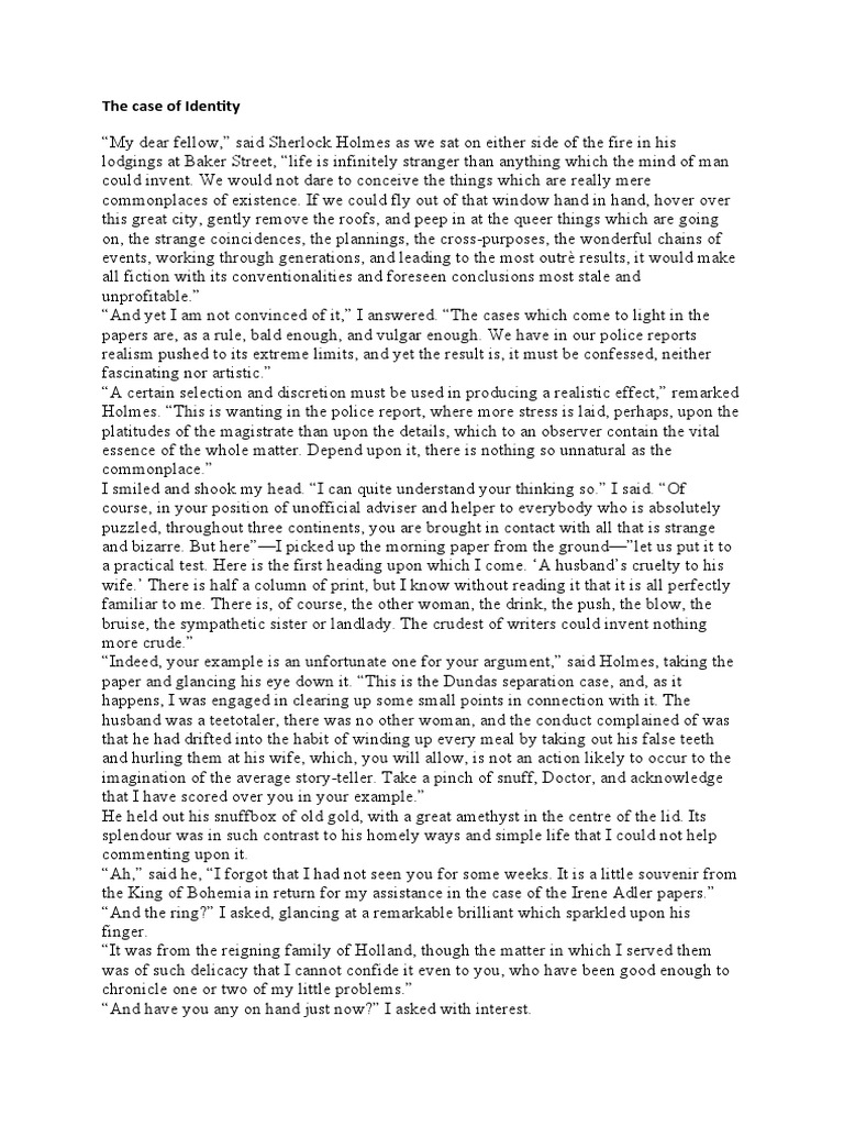 The Case of Identity | PDF | Window