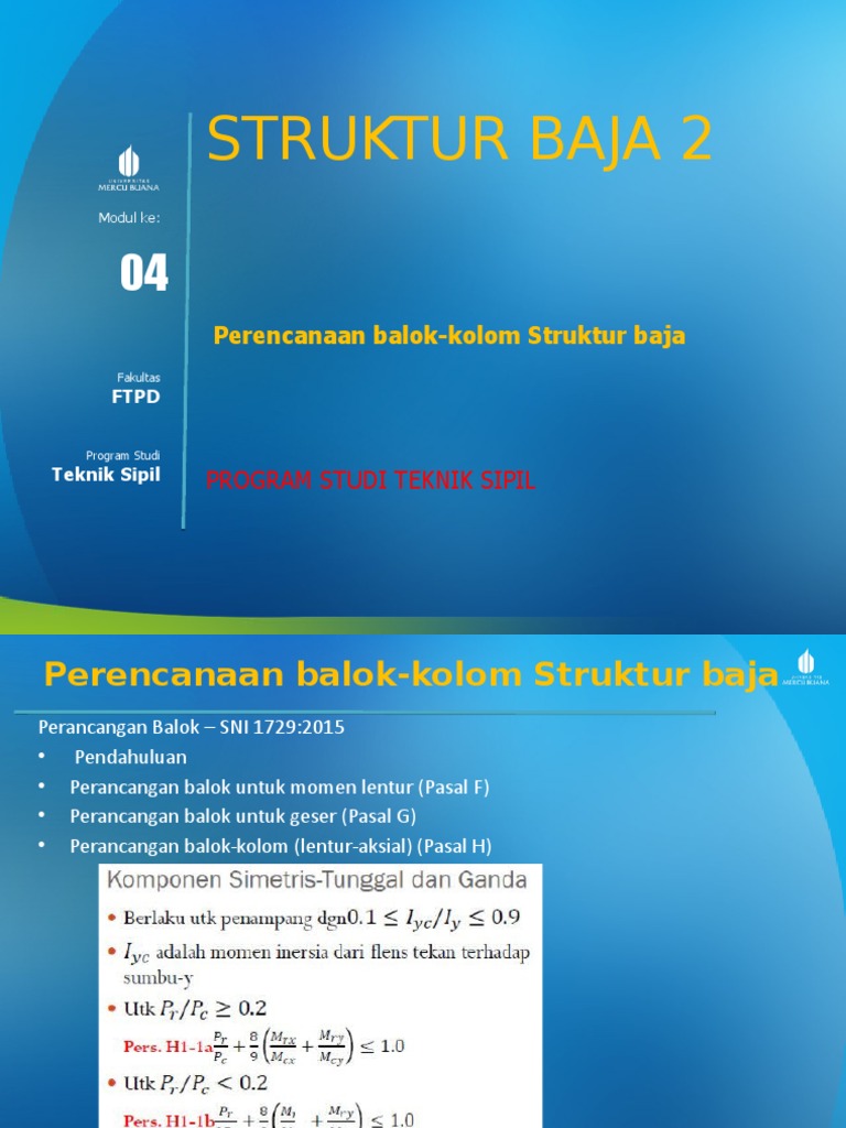 MODUL 4 Perencanaan Balok Kolom Baja | PDF