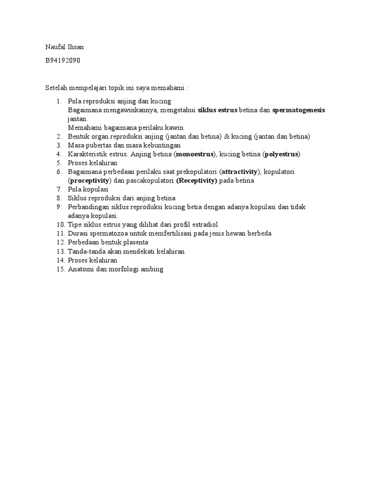 Pola Reproduksi Anjing Dan Kucing | PDF