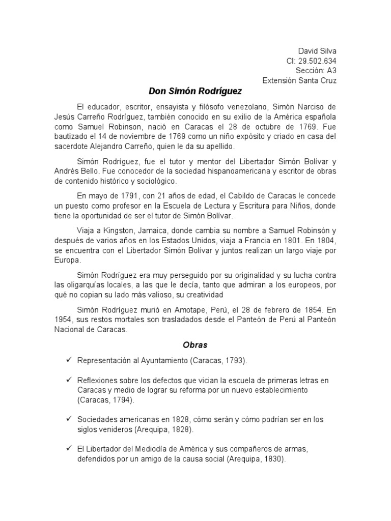 Don Simon Rodriguez | PDF | Educación avanzada