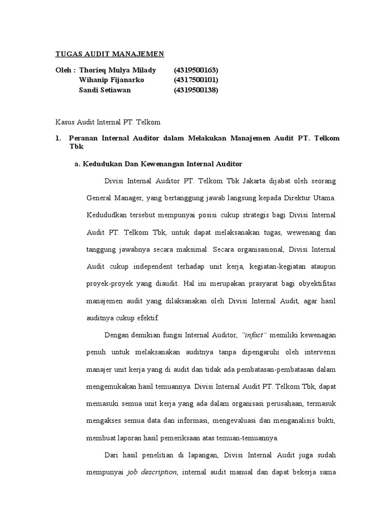 Contoh Kasus Audit Internal | PDF