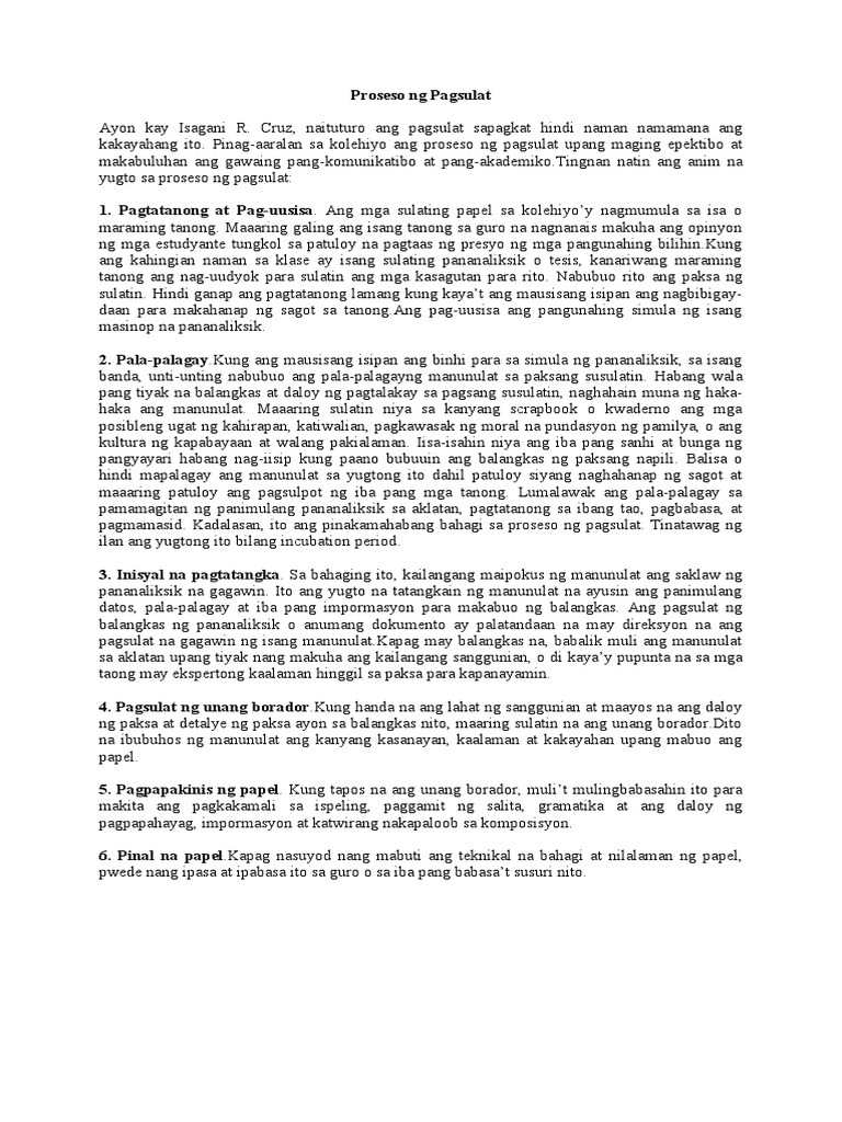 SHS Proseso NG Pagsulat | PDF