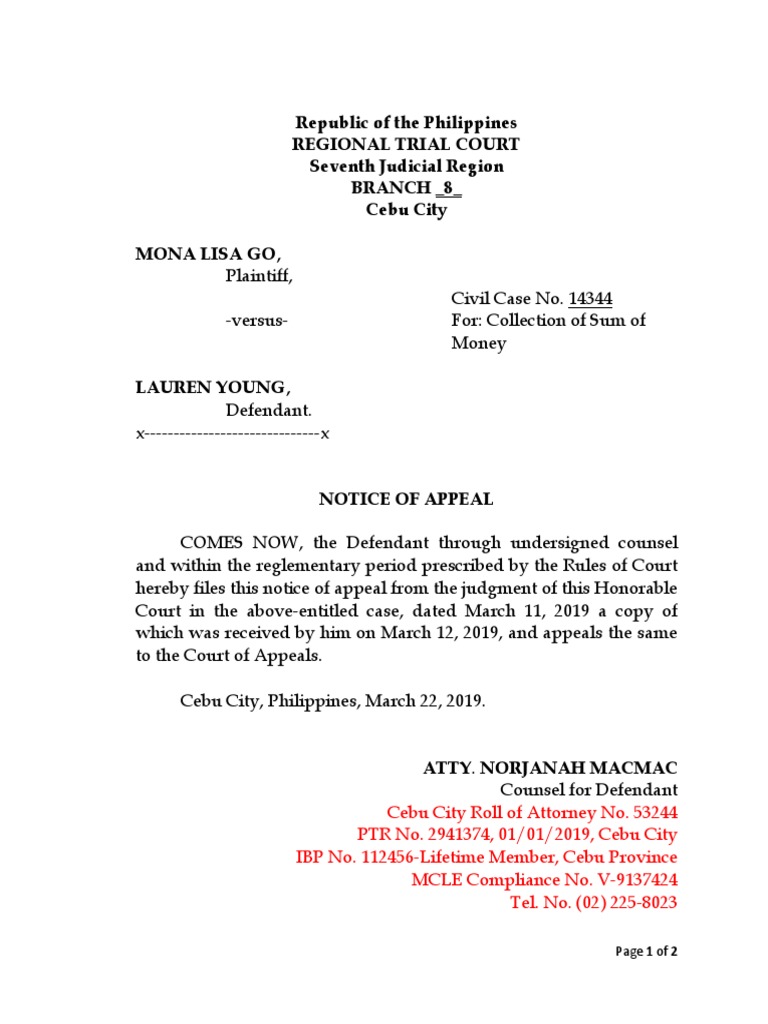 Sample Notice-of-Appeal | PDF