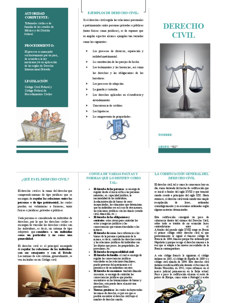 Triptico Derecho Civil | PDF | Derecho Civil (Common Law) | Bienes (Ley)