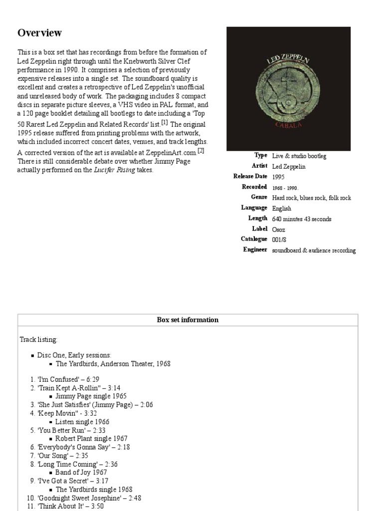 001osoz Cabala (Box Set) | PDF | Led Zeppelin | Jimmy Page
