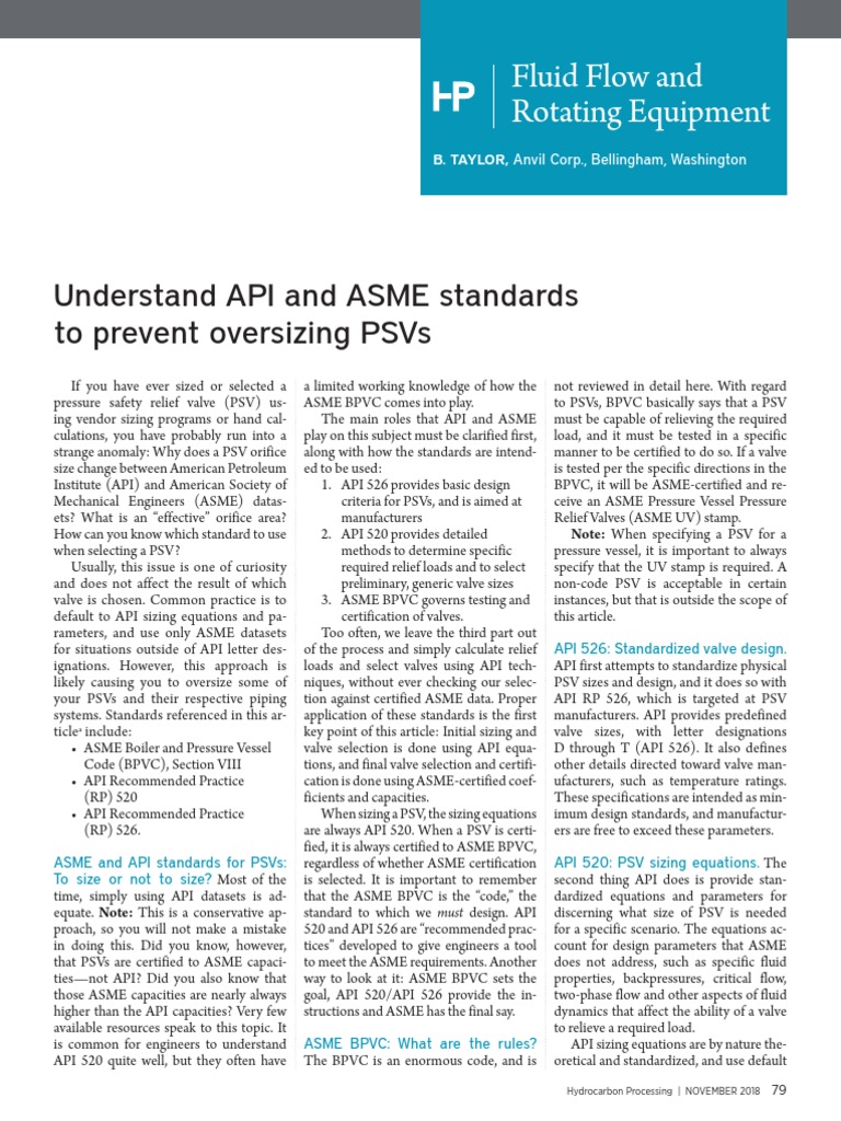 HP Understand API and ASME Standards To Prevent Oversizing PSVs | PDF ...