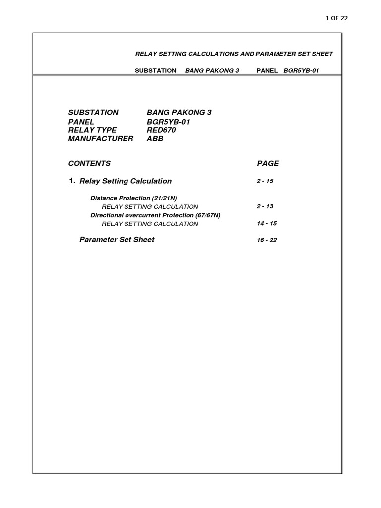 Setting Calculation RED670 | PDF | Electrical Impedance | Electrical ...