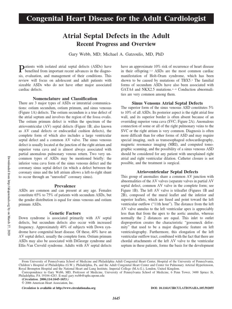 ASD Atrial Septal Defect PDF | PDF | Congenital Heart Defect | Heart