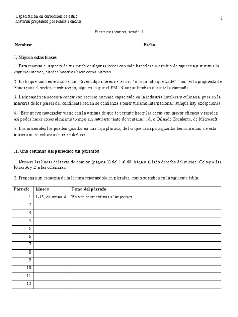 Ejercicios De Corrección De Textos Imprimibles ¡Nuevo Recurso