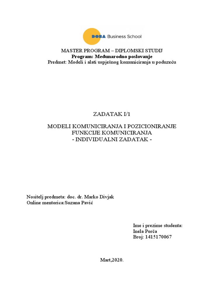 Zadatak 1-Modeli | PDF