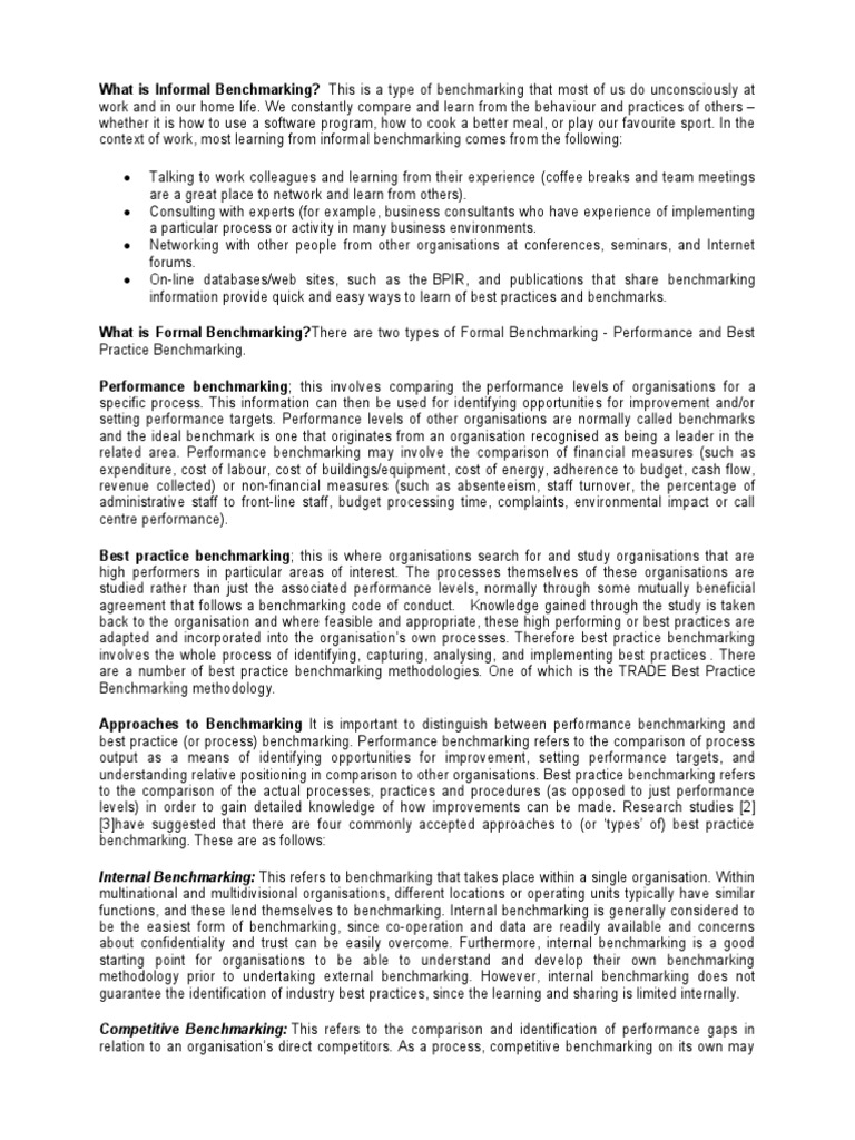 What Is Informal Benchmarking | PDF | Benchmarking | Economies