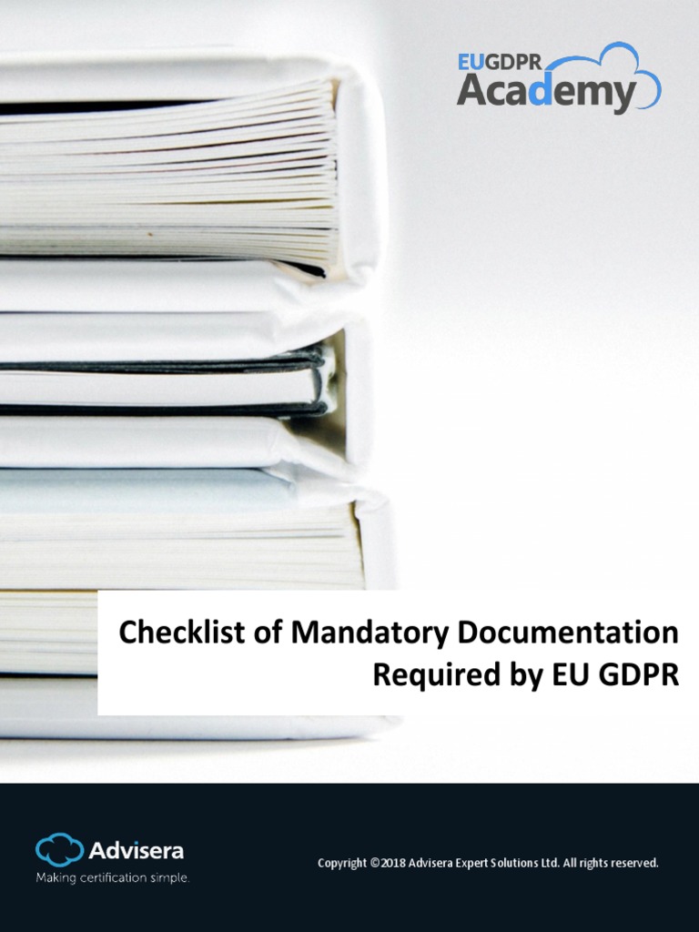 Checklist of Mandatory Documentation Required by EUGDPR EN | PDF ...