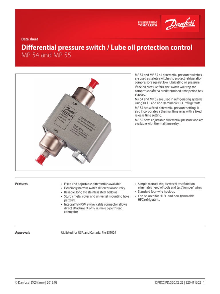 Differential Pressure Switch - Oil Control | PDF | Switch | Relay