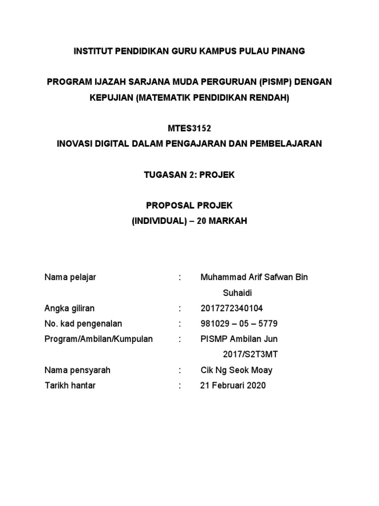 Contoh Proposal Projek Inovasi MT | PDF | Seni