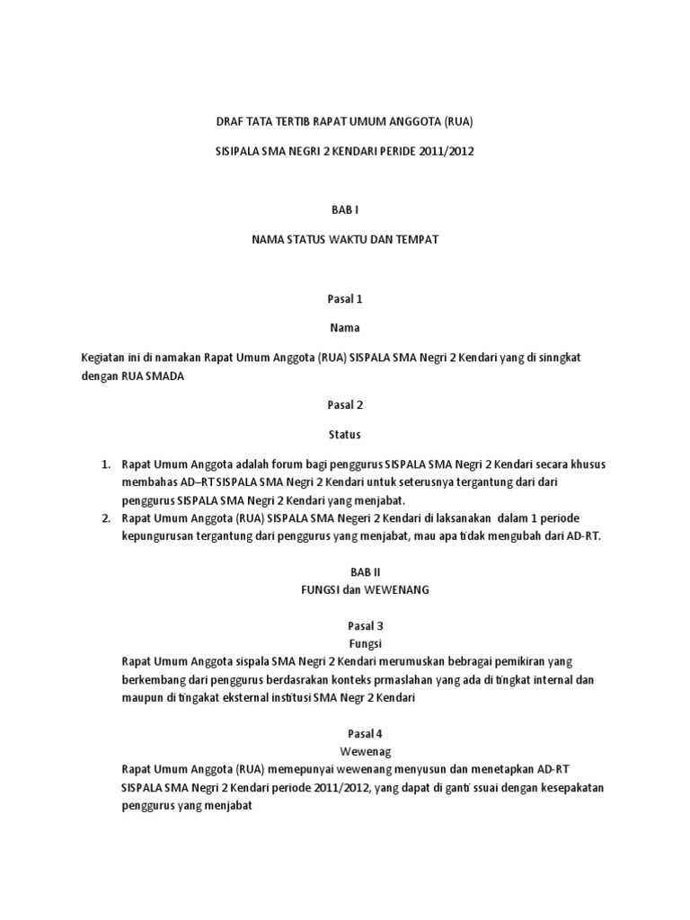 Tata Tertib Rapat Umum Anggota 501 | PDF
