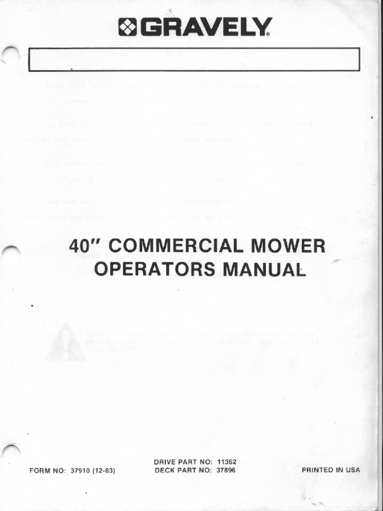 40 Inch Commercial Mower Op Man 1283 | PDF