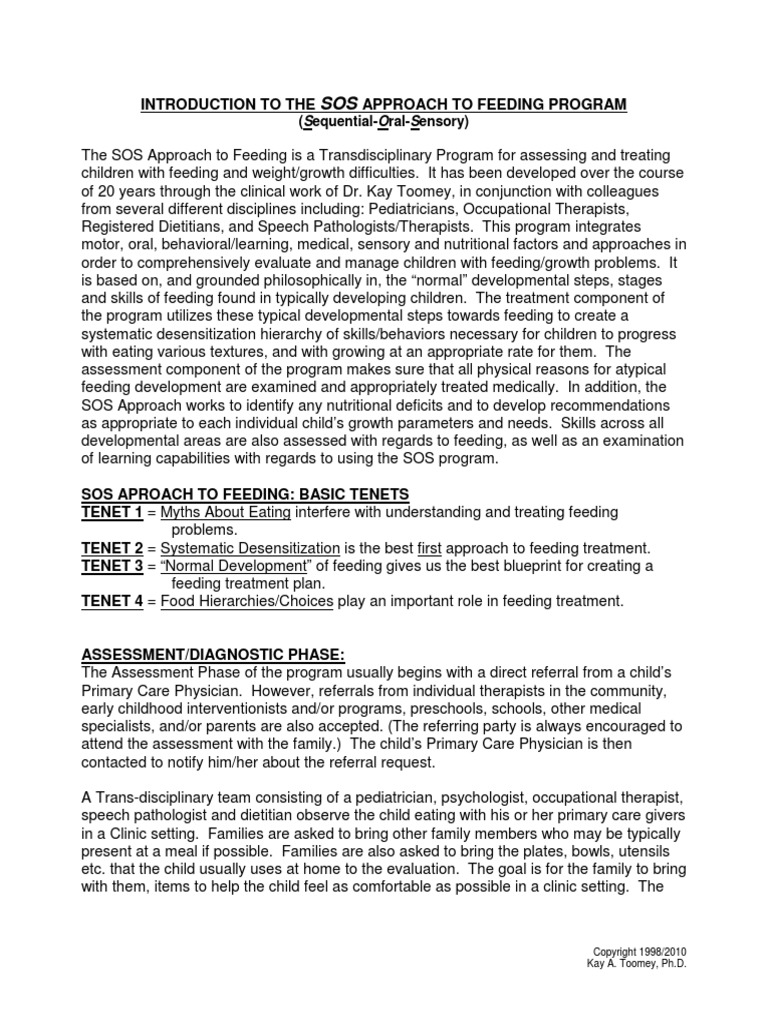 SOS APPROACH Explanation For Parents | PDF | Psychotherapy | Therapy